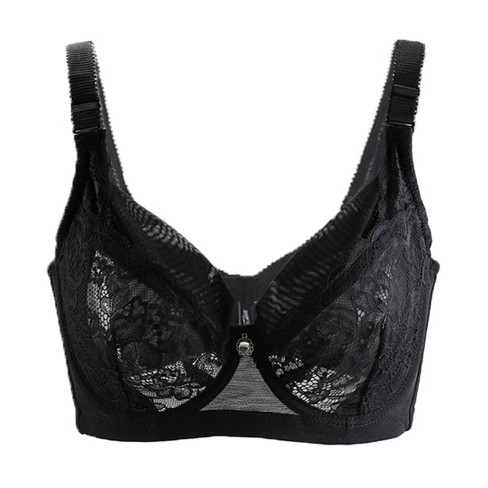 Allegra K Women Lace Semi Sheer Push Up Non Padded Minimizer Underwire ...