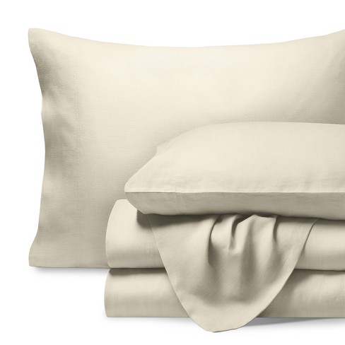 Linen Natural Split King Bed Sheet Set By Bare Home : Target