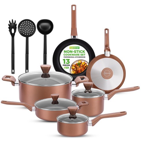 Nutrichef 13-piece Nonstick Cookware Set With Lids And Utensils ...