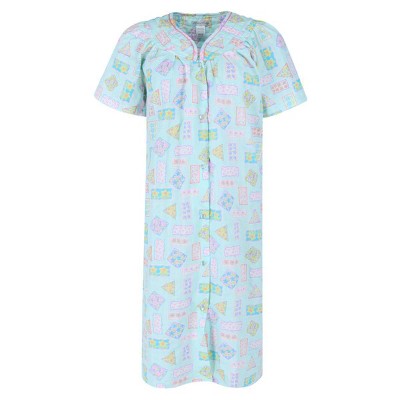 Elegant Emily Women's Floral Snap Front Duster Gown, 1x, Blue : Target