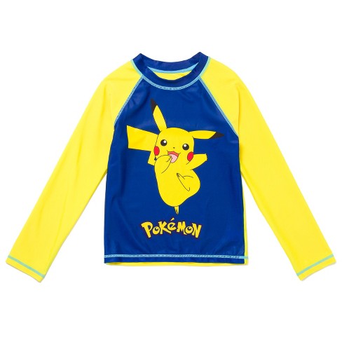 Pokemon Pikachu Little Boys Rash Guard Swim Shirt Blue 5-6 : Target