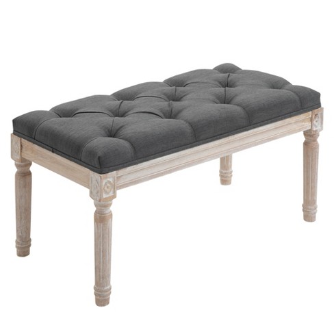 Homcom 15.75" Vintage Ottoman, Tufted Footstool With Upholstered Seat ...