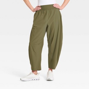 Women's High-Rise Woven Barrel Leg Pants - All In Motion™ Dark Olive ...