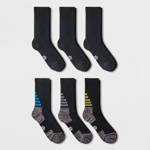 Boys' 6pk Crew Socks - All In Motion™ Black : Target
