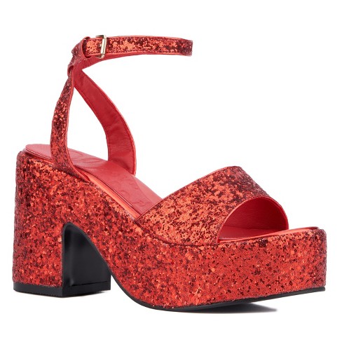 Olivia Miller Women's Capricorn Platform Heels - 8, Red Glitter : Target