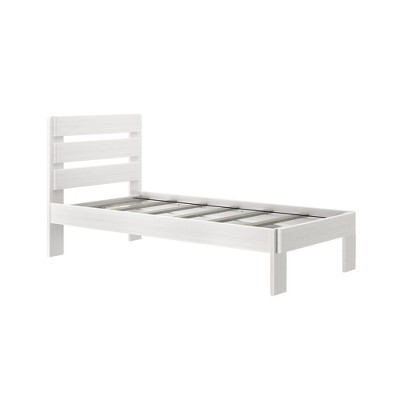 Max & Lily Farmhouse Twin Bed With Plank Headboard, White Wash : Target