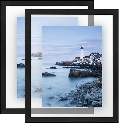 Americanflat 11x14 Floating Picture Frame In Black With Polished Glass ...