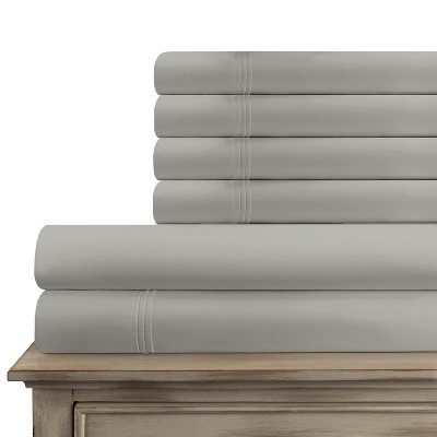 Cotton Blend Solid Deep Pocket Luxury Bed Sheet Set, Full, Silver ...