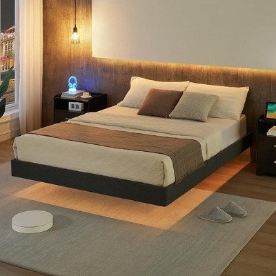 Floating Bed Frame With Rgb Led Lights Headboard : Target
