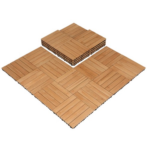 Yaheetech Pack Of 27 Fir Wood Flooring Tiles For Patio Garden, Natural ...
