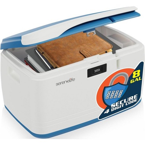 Serenelife Heavy Duty 8-gallon Locking Storage Container Bin - White ...