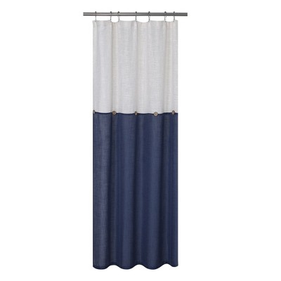 Linen Blend Stall Fabric Shower Curtain With Buttons : Target