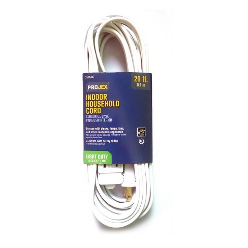 Projex Indoor 20 Ft. L White Extension Cord 16/2 Spt-2 : Target