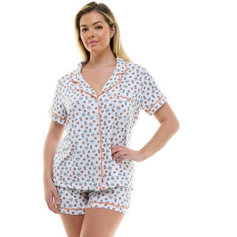 Jaclyn Halloween Short Sleeve Top And Shorts Pajama Set, Plus Size ...