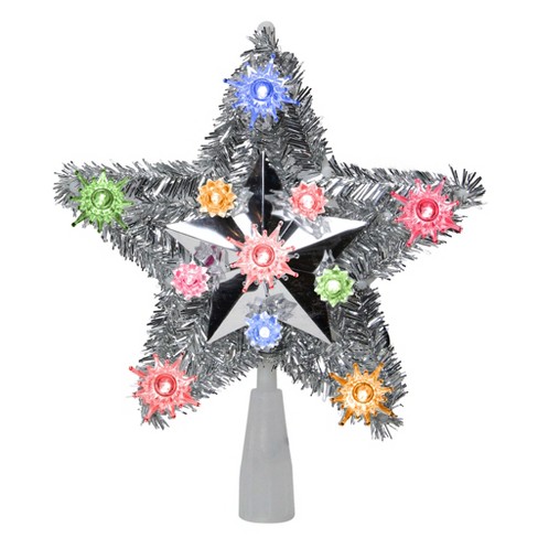 Northlight 9" Lighted Silver Star Christmas Tree Topper - Multicolor ...