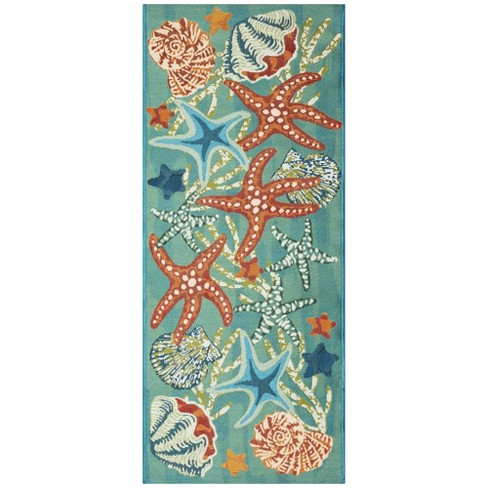 Liora Manne Esencia Starfish Song Indoor/outdoor Mat Aqua 1'11" X 4'11 ...