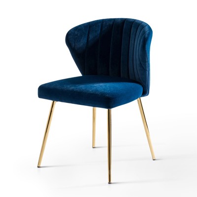 Velvet Accent Side Chair With Tufted Back | Karat Home - Navy : Target