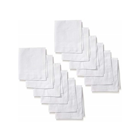 Hav-a-hank Men's White 100% Cotton Soft Finish 12 Pack Handkerchiefs ...