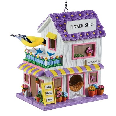 Collections Etc Hand-Painted Flower Shop Hanging Birdhouse : Target