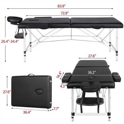 Yaheetech Portable Aluminum Massage Tables Black : Target