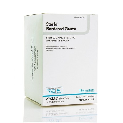 Dermarite Bordered Gauze Adhesive Wound Dressing, 2" X 3.75", 1 Count ...