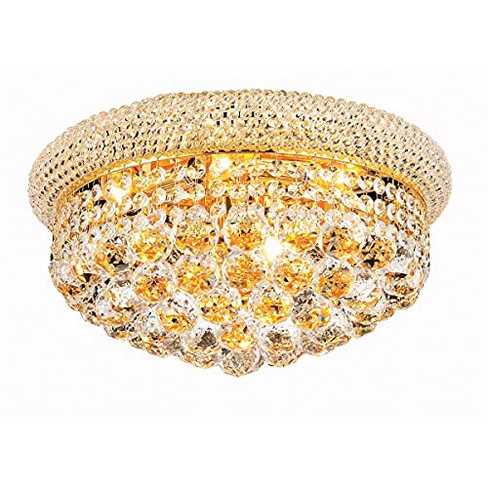 Elegant Lighting Primo 8 Light Gold Flush Mount Clear Royal Cut Crystal ...