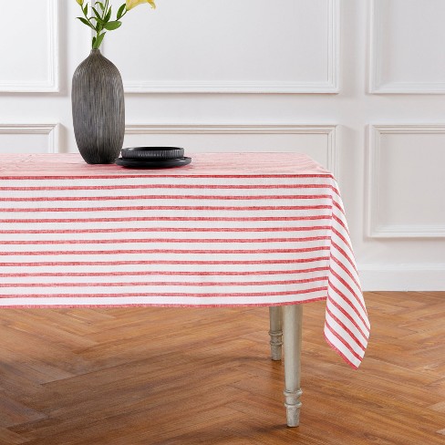 Solino Home Striped Linen Tablecloth Red And White 60 X 120 Inches ...