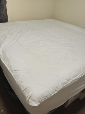 California King All Natural Cotton Percale Quilted Mattress Pad White ...