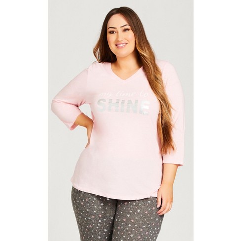 Avenue Women's Plus Size Shine Sleep Top - 18/20, Shine Print : Target