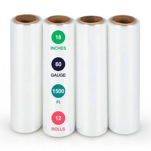 Costway 12 Rolls Stretch Film Heavy Duty Shrink Wrap 60 Gauge Clear ...