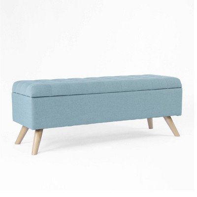 Modern Tufted Storage Bench French Blue - Homepop: Upholstered Ottoman ...