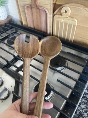 2pk Wood Salad Serving Spoon Set Brown - Figmint™: Acacia Salad Tongs ...
