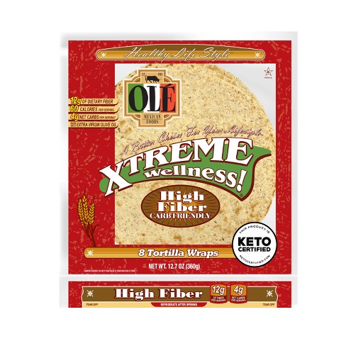 Ole Xtreme Wellness High Fiber Low Carb Keto Friendly Tortilla Wraps ...