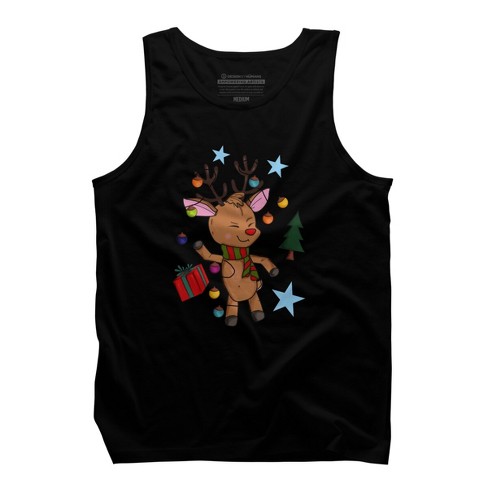 Men's Design By Humans Christmas Reindeer By Mitalim Tank Top - Black ...