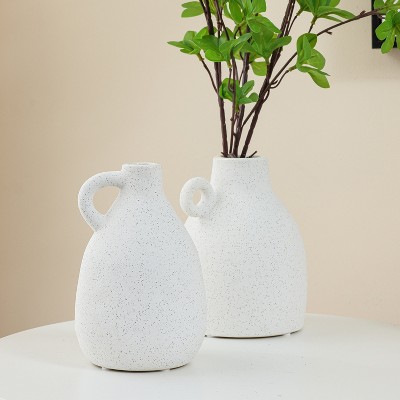 Luxenhome White Ceramic Pitcher Round Vase : Target