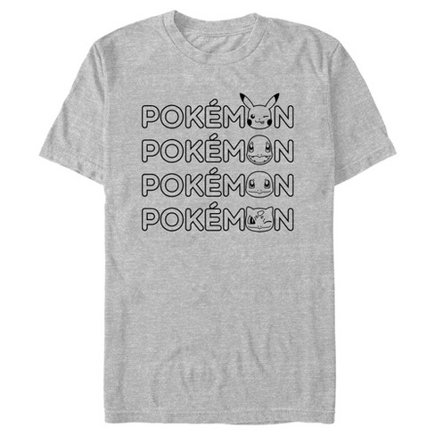 Men's Pokemon Starter Heads Outline T-shirt - Athletic Heather - Small ...