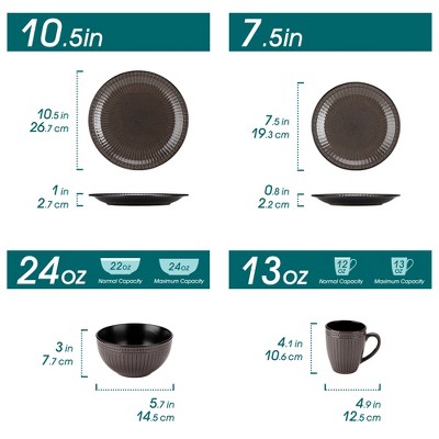 vancasso 16 Pieces Dinnerware Set, Brown, Dinner Plate, Dessert Plate ...
