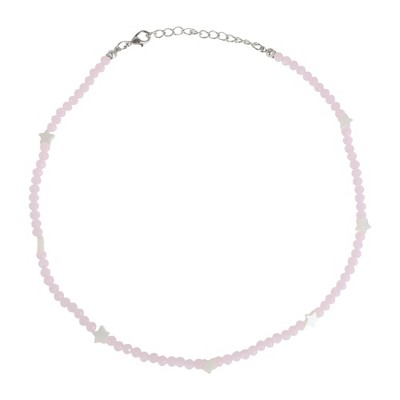 Unique Bargains Five-Point Star Beaded Necklace Pink 1 Pcs : Target