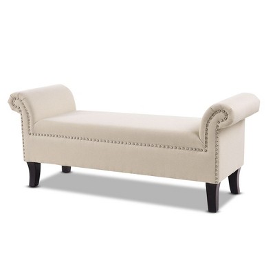 Jennifer Taylor Home Lewis Bolster Arm Entryway Bench, Sky Neutral ...