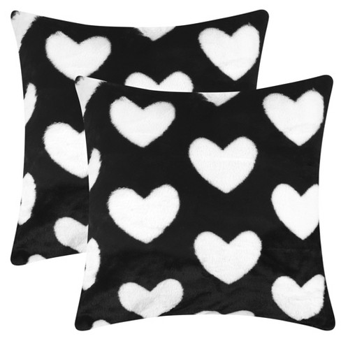 Unique Bargains Heart Pattern Soft Cozy Plush Throw Pillow Covers 2 Pcs ...