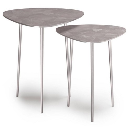 Wyndenhall 2pc Greene Metal Nesting Tables Nickel: Contemporary ...