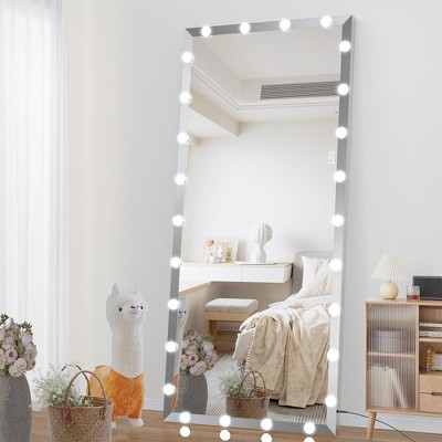 Floor-mount Full Length Mirrors With Lights Large Rectangle Bedroom ...