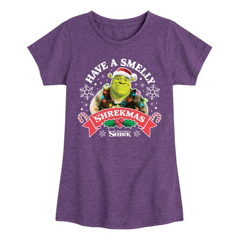 Girls' Shrek Have A Smelly Shrekmas Fitted Short Sleeve Graphic T-shirt ...