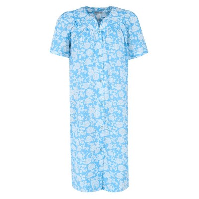 Elegant Emily Women's Floral Snap Front Duster Gown, 1x, Blue : Target