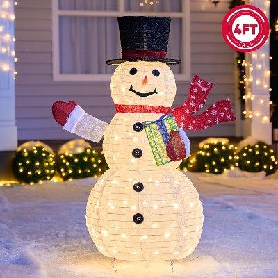 Joyfy 4 Ft Snowman Christmas Outdoor Decorations With 120 Leds ...