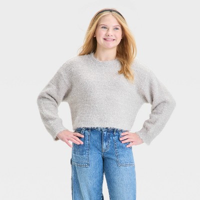 Girls' Fuzzy Sweater - Art Class™ Gray Xs : Target