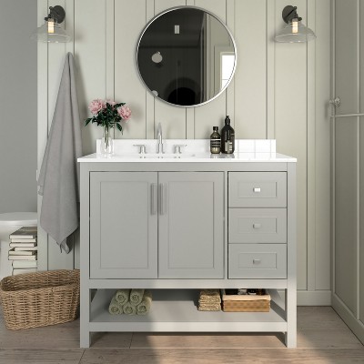 Emma And Oliver Bathroom Vanity, Single Sink Cabinet With 2 Soft Close ...