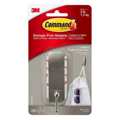Command Large Sized Traditional Decorative Hook Nickel : Target