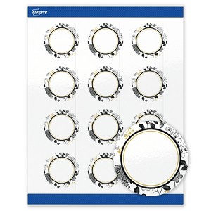 Avery Round Labels, 2", Gold Arch & Black Florals Design, Glossy : Target