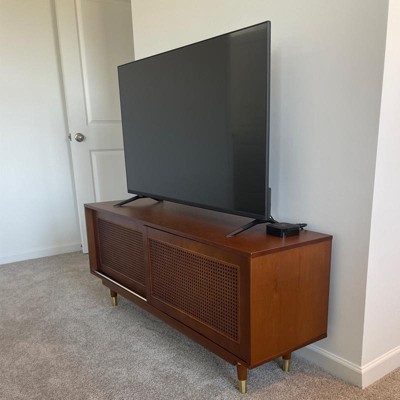 Allen Tv Stand For Tvs Up To 60" With Faux Rattan Sliding Doors Walnut ...